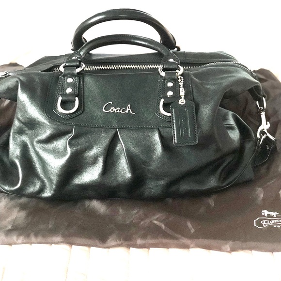 Coach | Bags | Authentic Coach Ashley Black Leather Crossbody Satchel ...